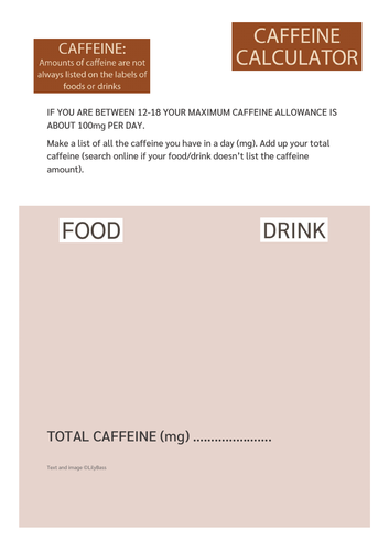 Caffeine Worksheets (Healthy Eating) UK | Teaching Resources