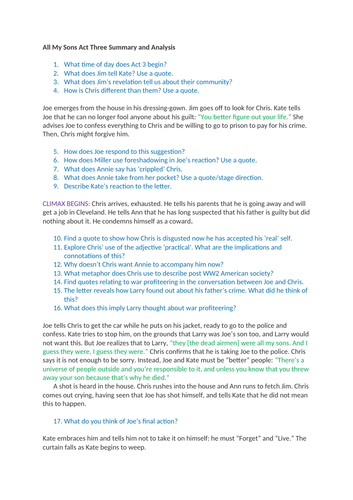 All My Sons A Level SOW press and go! 1 term | Teaching Resources