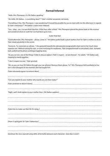 Formal Tone - English Writing Activity | Teaching Resources