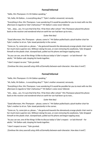 Formal Tone - English Writing Activity | Teaching Resources