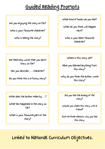 Year 1 Resources - Guided Reading Prompts | Teaching Resources
