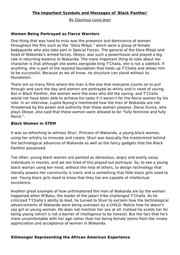 Black Panther lesson | Teaching Resources