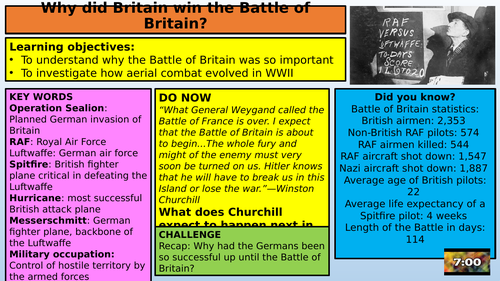 Why did Britain win the Battle of Britain? | Teaching Resources