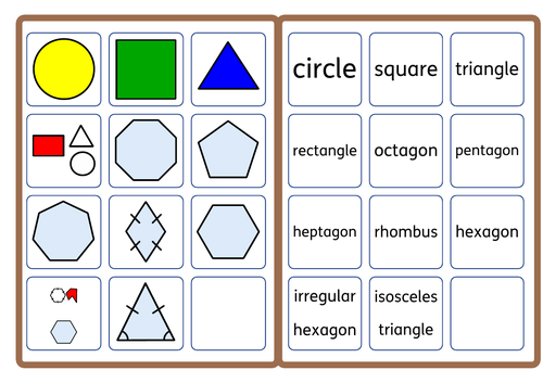 2D Shape Word Mat / Matching Cards | Teaching Resources