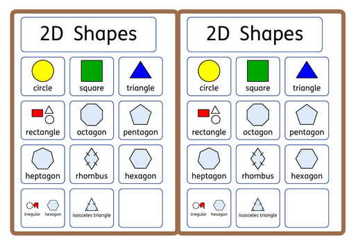 2D Shape Word Mat / Matching Cards | Teaching Resources