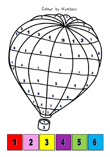 Colour by Numbers Hot Air Balloons | Teaching Resources
