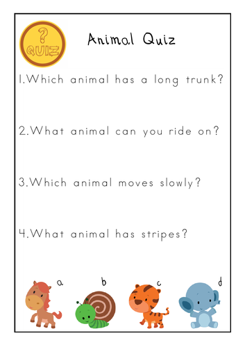 12 Quiz Sheets for Young Children | Teaching Resources