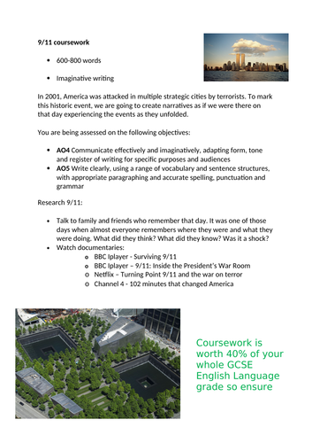 9/11 imaginative writing task | Teaching Resources