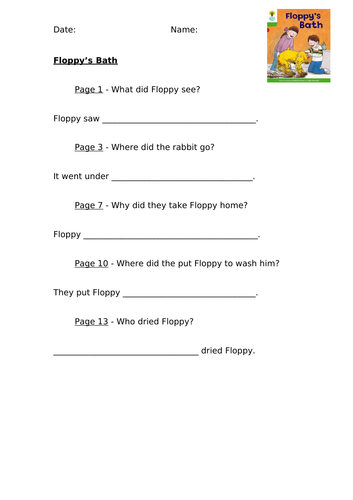 Floppy's Bath (ORT Level 2) Comprehension | Teaching Resources