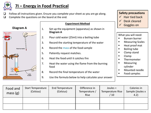 L5 to L7 - 2.33B - Calorimetry & Energy in Food Practical (IGCSE ...