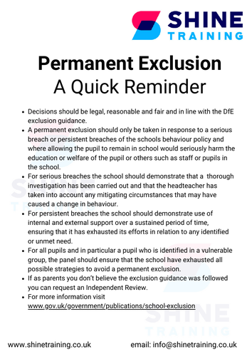 A Parents Quick Guide To Permanent Exclusions | Teaching Resources