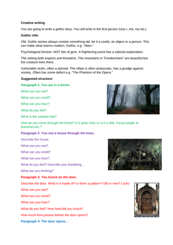 Gothic imaginative writing (coursework option) | Teaching Resources