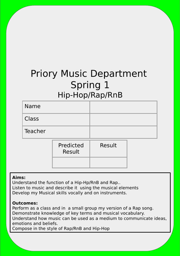 ASPIRE Curriculum - Hip-Hop / RnB Workbook and Accompanying Slides ...