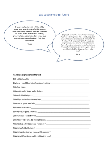 Theme 2 | GCSE Spanish | Future holidays | Teaching Resources