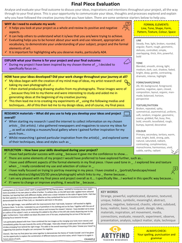 EDEXCEL GCSE Final Piece Evaluation - Art, Textiles & Photography ...