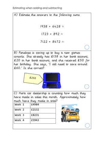 KS2 Differentiated estimating problem solving and reasoning word ...