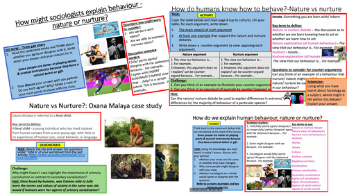A-LEVEL SOCIOLOGY INTRO LESSONS - nature vs nurture, functionalism ...