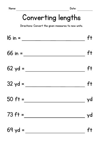 Converting Units of Length, Volume and Weight - Measurement Worksheets ...