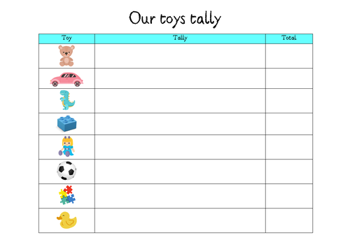 Our toys tally - Early counting (3-4yo) | Teaching Resources