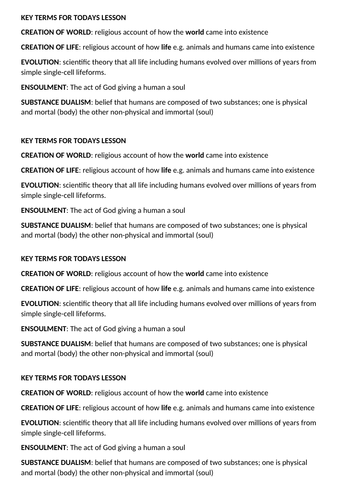 CREATION OF LIFE | Teaching Resources