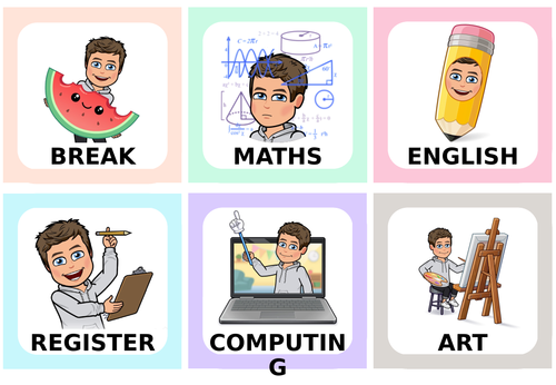 Bitmoji Pastel Coloured Visual Timetable | Teaching Resources