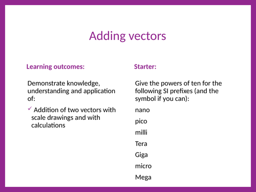 OCR Physics A Chapter 2: 4. Adding vectors | Teaching Resources