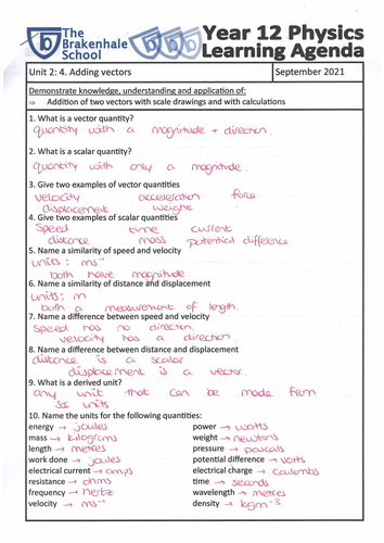 OCR Physics A Chapter 2: 4. Adding vectors | Teaching Resources