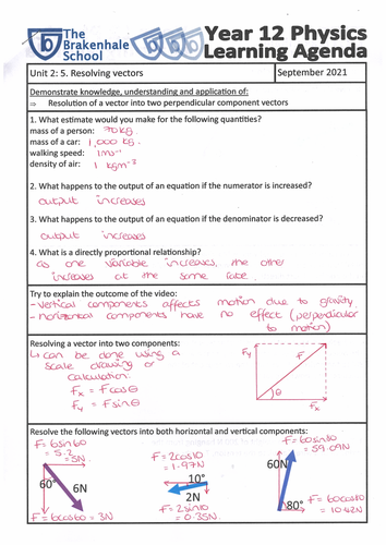 OCR Physics A Chapter 2: 5. Resolving vectors | Teaching Resources