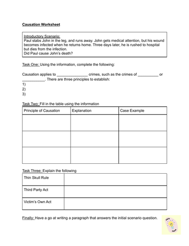 Causation Worksheet | Teaching Resources