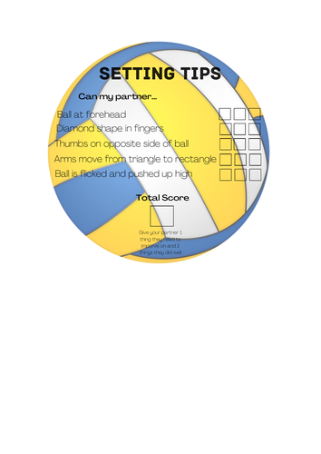 Volleyball - peer assessment cards | Teaching Resources