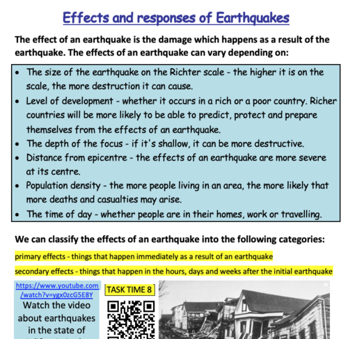 GEOG KS3 - THEME 7c - EARTHQUAKES - CAUSES AND CONSEQUENCES | Teaching ...