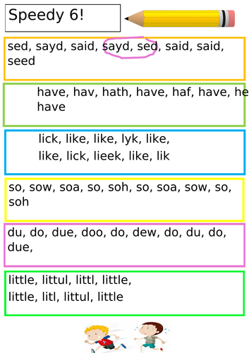 Phase 2 -5 Tricky Words Speedy Spellers | Teaching Resources