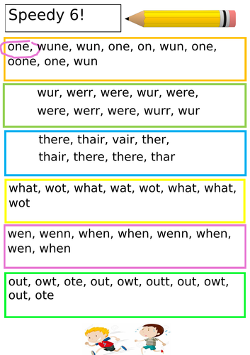 Phase 2 -5 Tricky Words Speedy Spellers | Teaching Resources