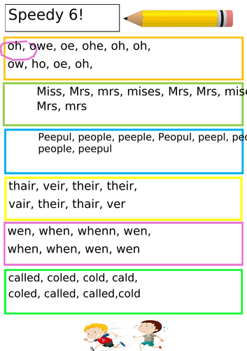 Phase 2 -5 Tricky Words Speedy Spellers | Teaching Resources