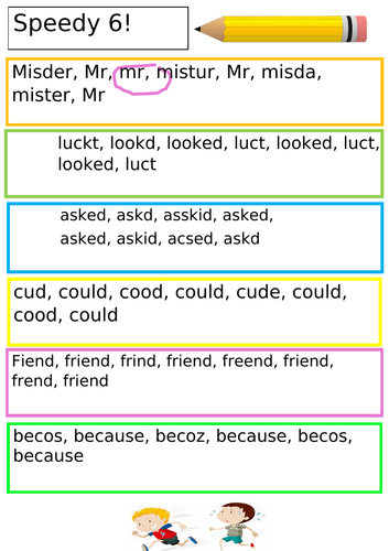 Phase 2 -5 Tricky Words Speedy Spellers | Teaching Resources