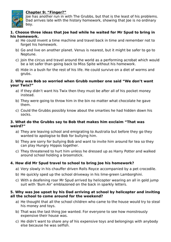 Billionaire Boy. Multiple Choice Questions | Teaching Resources