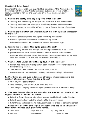 Billionaire Boy. Multiple Choice Questions | Teaching Resources