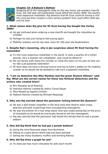 Billionaire Boy. Multiple Choice Questions | Teaching Resources