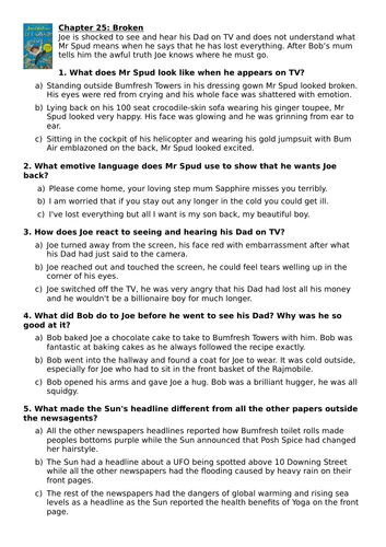 Billionaire Boy. Multiple Choice Questions | Teaching Resources