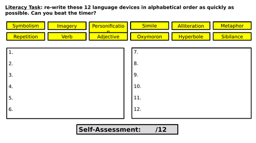 Alphabetical Order Starter | Teaching Resources