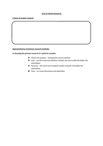BTEC Level 3 Business Unit 22: Market Research Learning Aims A & B ...
