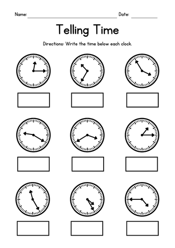 Reading & Drawing & Telling Time - Analog Clocks Worksheets BUNDLE ...