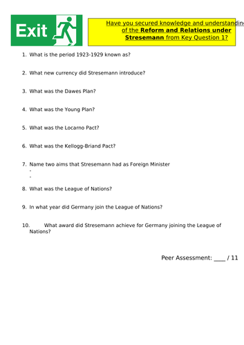 Eduqas History Germany 1919-1991 - Key Question 1: Weimar Germany ...