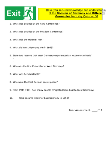 Eduqas History Germany 1919-1991 - Key Question 5: West & East Germany ...