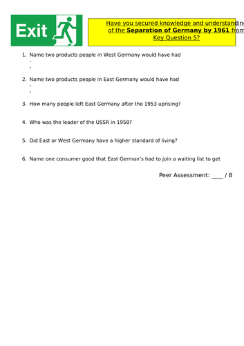 Eduqas History Germany 1919-1991 - Key Question 5: West & East Germany ...