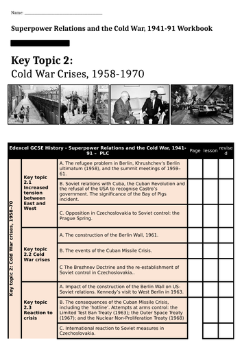 Edexcel 9-1 Superpower Relations and the Cold War KT2 Workbook: Cold ...