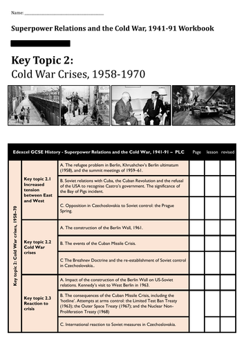 Edexcel 9-1 Superpower Relations and the Cold War KT2 Workbook: Cold ...