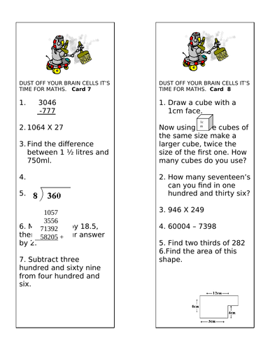 Y5 & 6 Mixed Maths Problems Independent Work | Teaching Resources