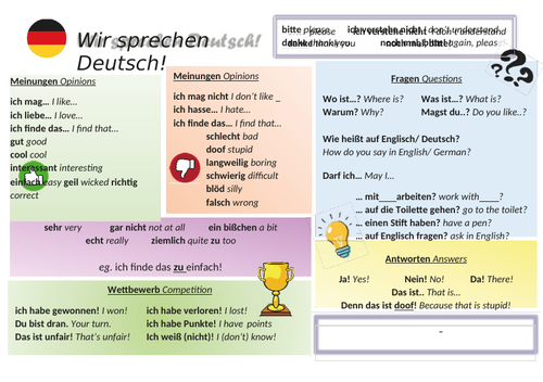KS3 German Target Language Mat | Teaching Resources