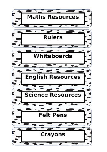 Black & White spot tray labels | Teaching Resources